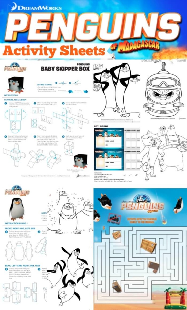 Penguins of Madagascar Activity Sheets