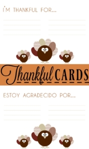 Thankful cards in Spanish and English to use on Thanksgiving